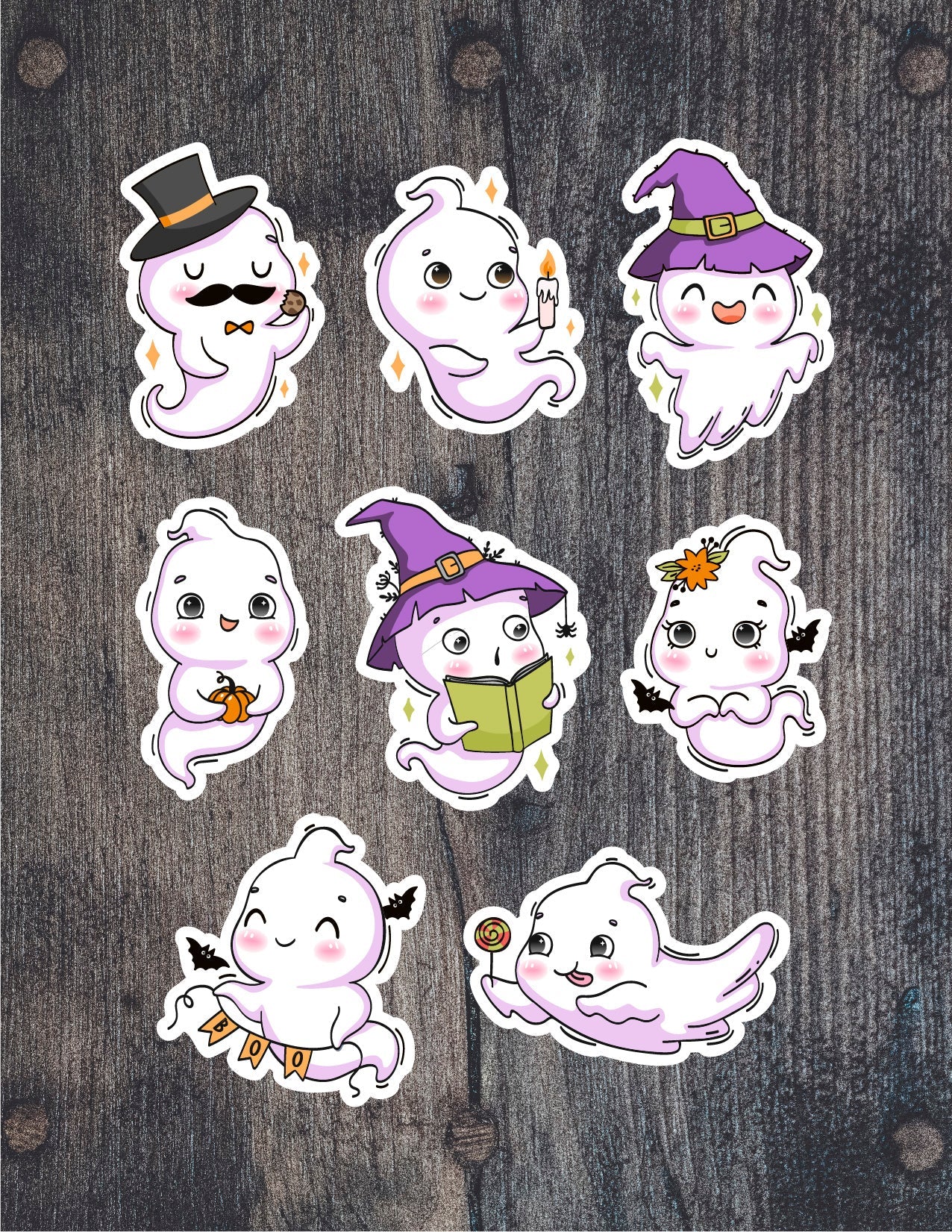 Cute Ghost Sticker Sheet – StickerCo